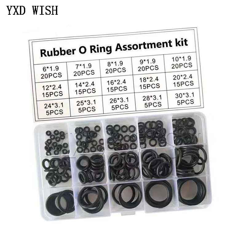 200pcs-Box-Rubber-O-Ring-O-Ring-Washer-Seals-Watertightness-Assortment ...