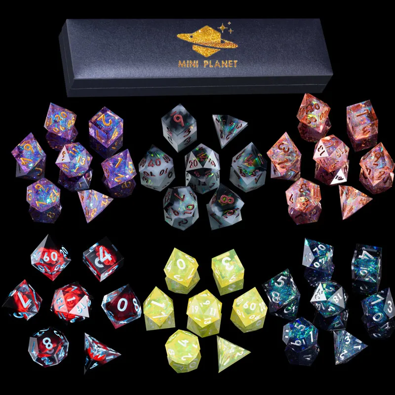 Polyhedral-Dice-Set-Mini-Planet-Handmade-Unique-Designed-Dice-Set-With ...