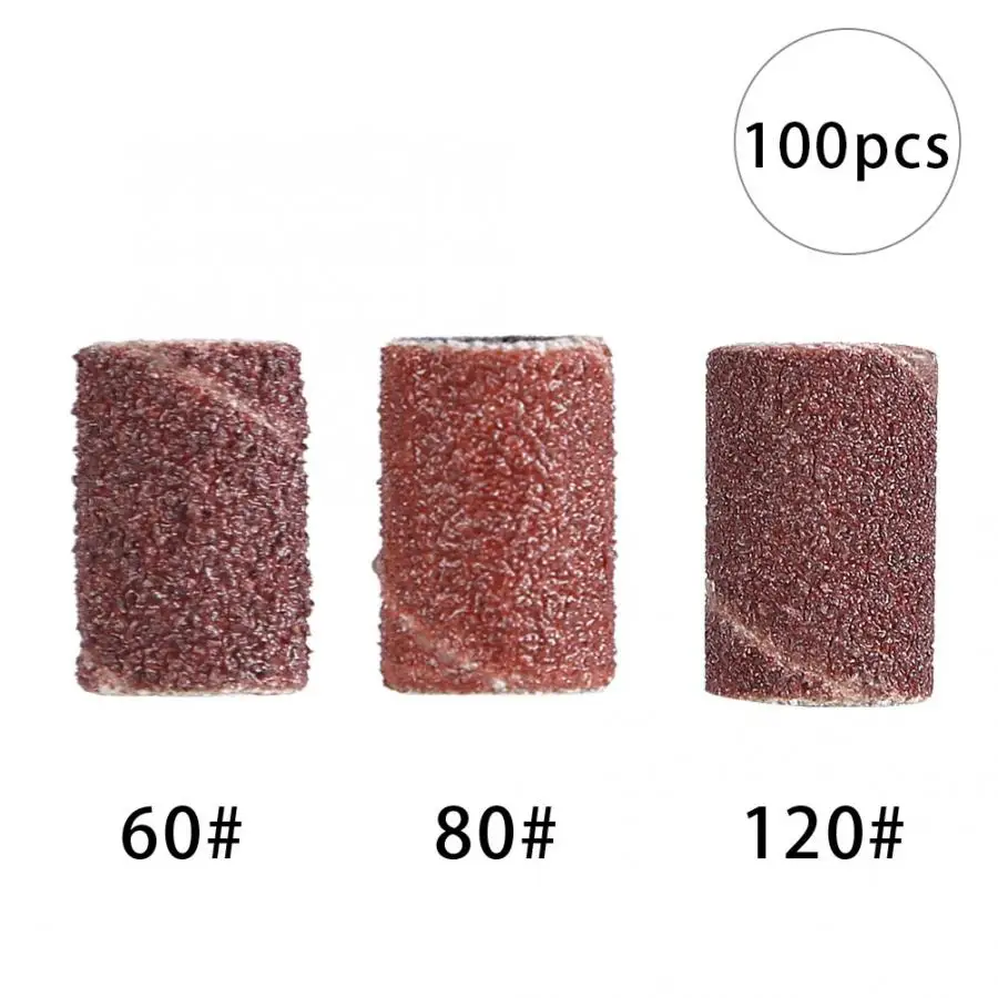 Nail Art 100pcs Nail Sanding Ring Grinding Head Sanding Band Ring Drill Bits Manicure Tool Nails ...