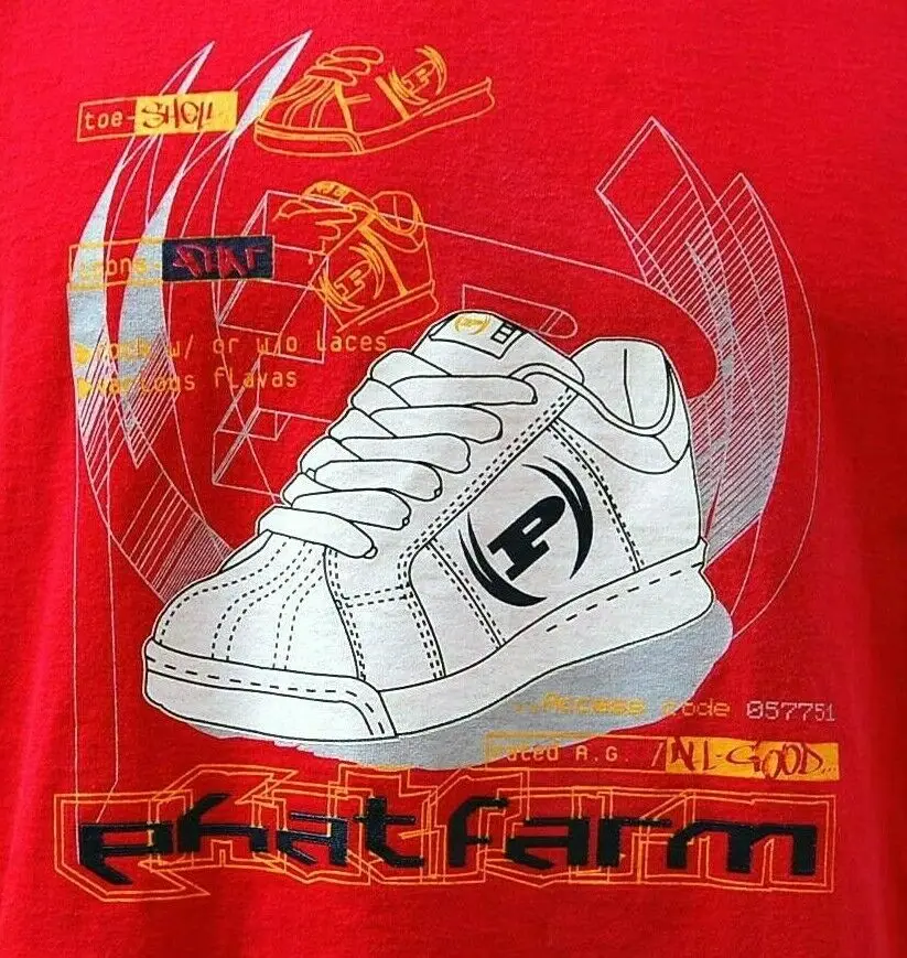 Phat Farm 90S Vintage Sneaker T เสื้อสีแดง 1Xl Mens Xl รองเท้าเสื้อ ...