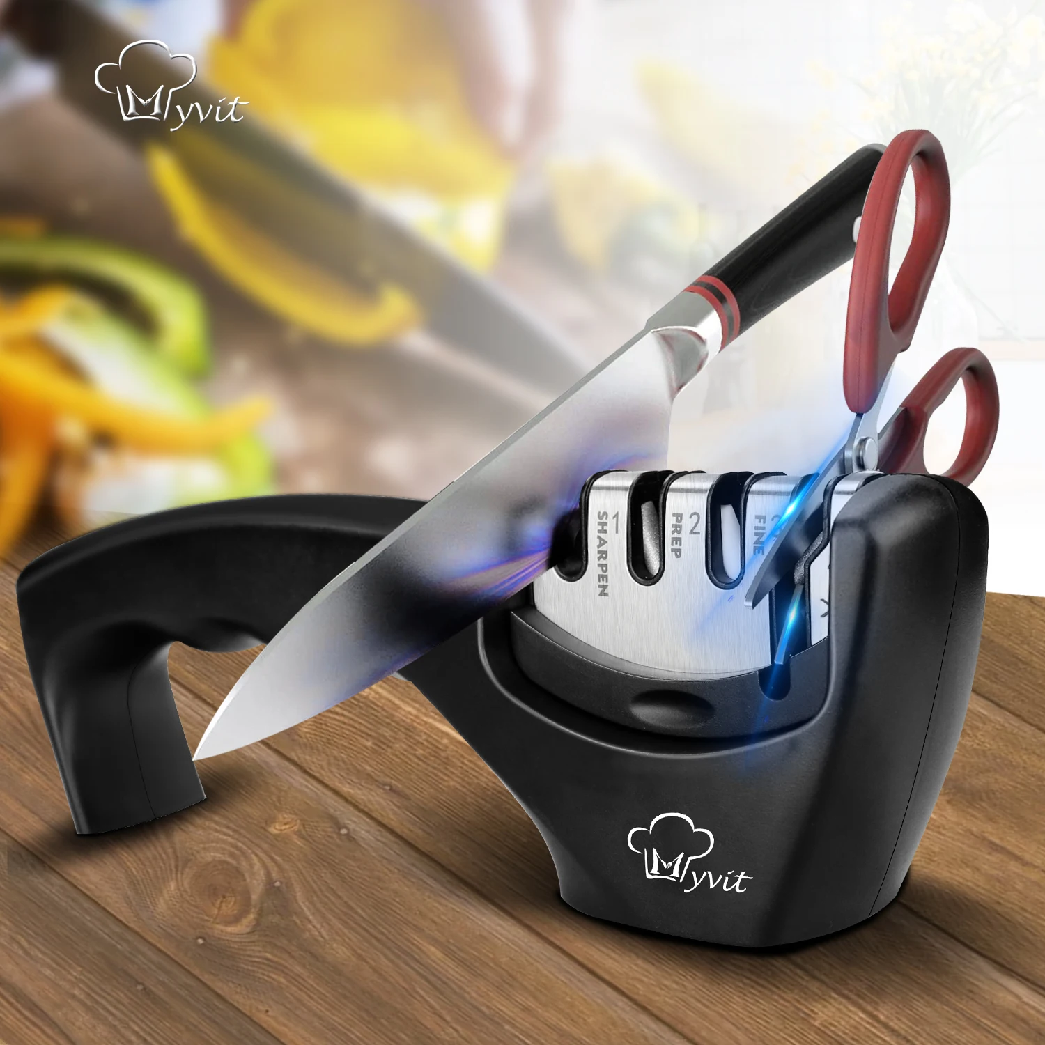 Knife Sharpener 4 in 1 Stages Chef Knives Sharpening Stone Whetstone ...