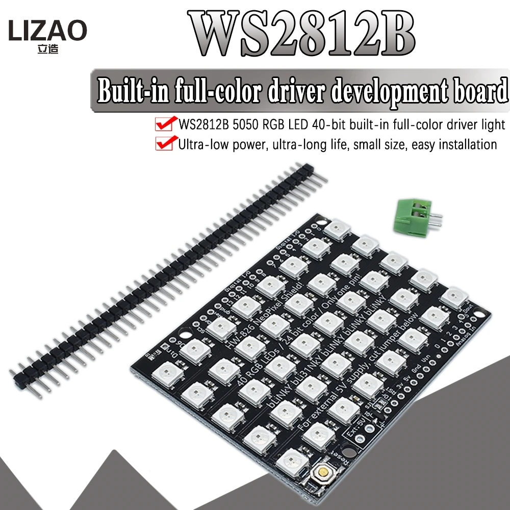 WS2812B 40 RGB LED WS2812 5X8 Pixel Dot Matrix Shield Addressable LED ...
