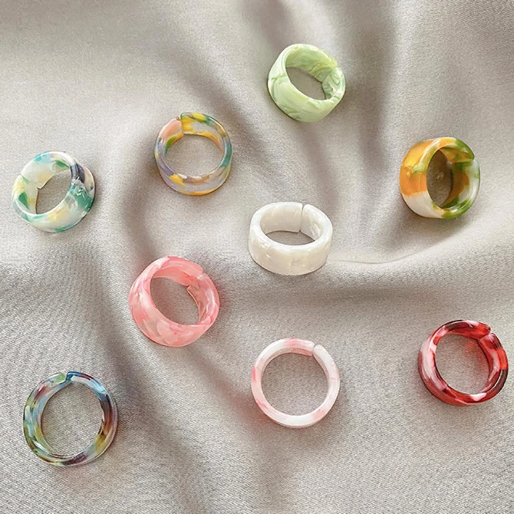 1 Set New Colorful Transparent Acrylic Geometric Round Marble Pattern ...