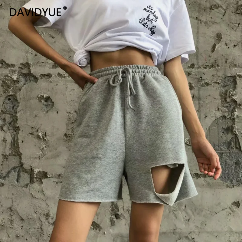 하이 웨이스트 반바지 여성용 코튼 바이커 반바지 블랙 반바지 여성 여름 섹시한 반바지 찢어진 핫팬츠 캐주얼 레이디 반바지