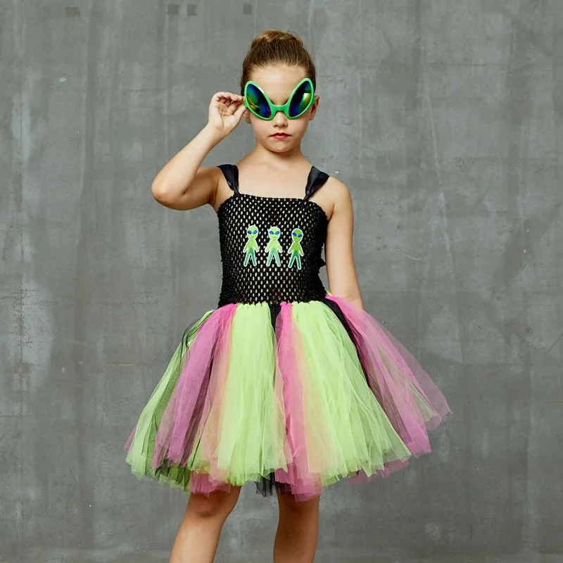 Green Space Alien Princess Pageant Girls Tutu Dress With Glass Cosplay ...