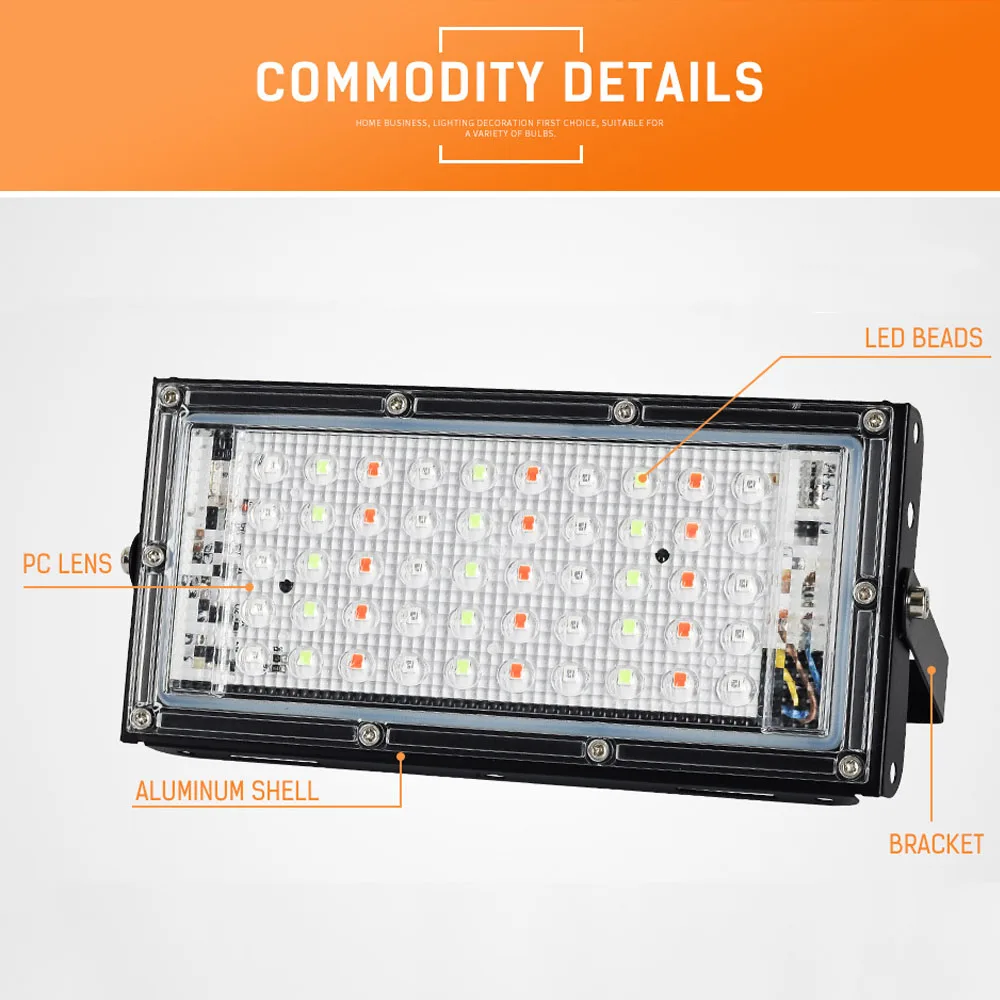 Projecteurs LED étanches,50 W,100W,IP65,blanc,DC 12V,RGB AC,lampadaire ...