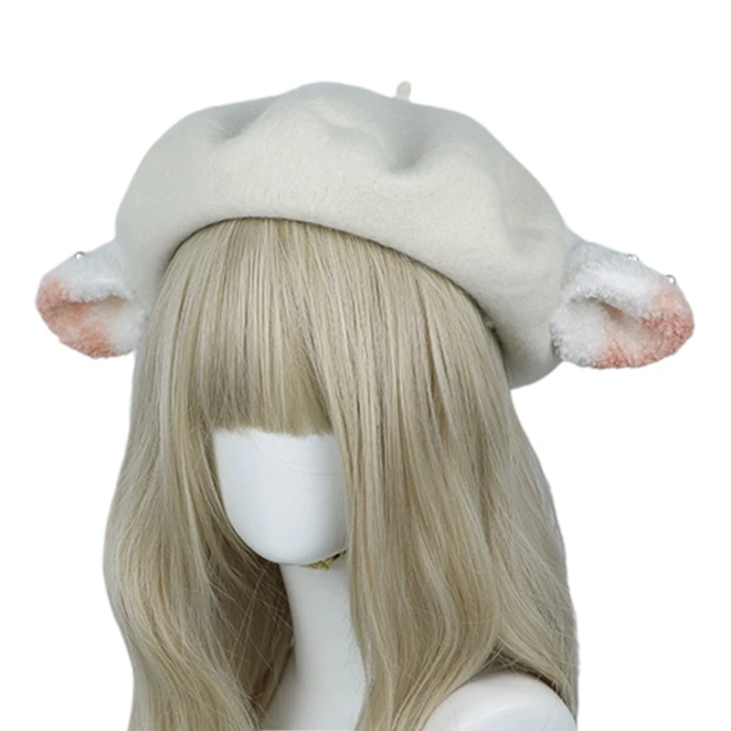 Boina con orejas de oveja para novia y mujer, sombrero octogonal ...