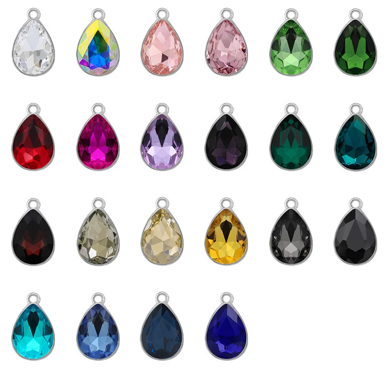10pcs-10X14MM-Waterdrop-Charms-Pendants-Claw-Drill-Glass-Rhinestones ...