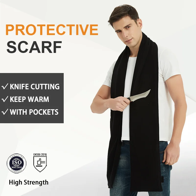 Winter new scarf anti-slash scarf level 5 cut resistant with pockets ...