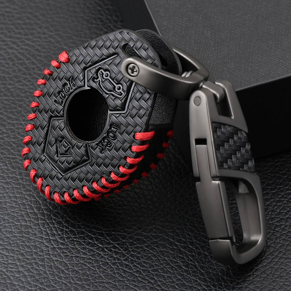 Black-Leather-Zinc-Alloy-Carbon-Fiber-Style-Car-Key-Case-for-BMW-M3-E38 ...