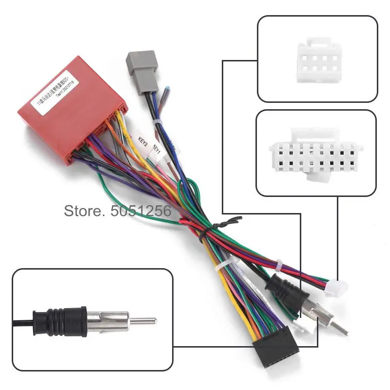 Câble de démarrage,16 broches Autoradio Câble D'alimentation Adaptateur ...