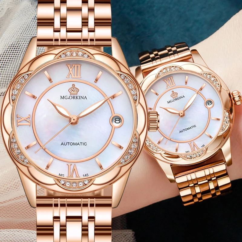 ORKINA New Women's Watch Top Luxury Brand Calendar Diamond Waterproof ...