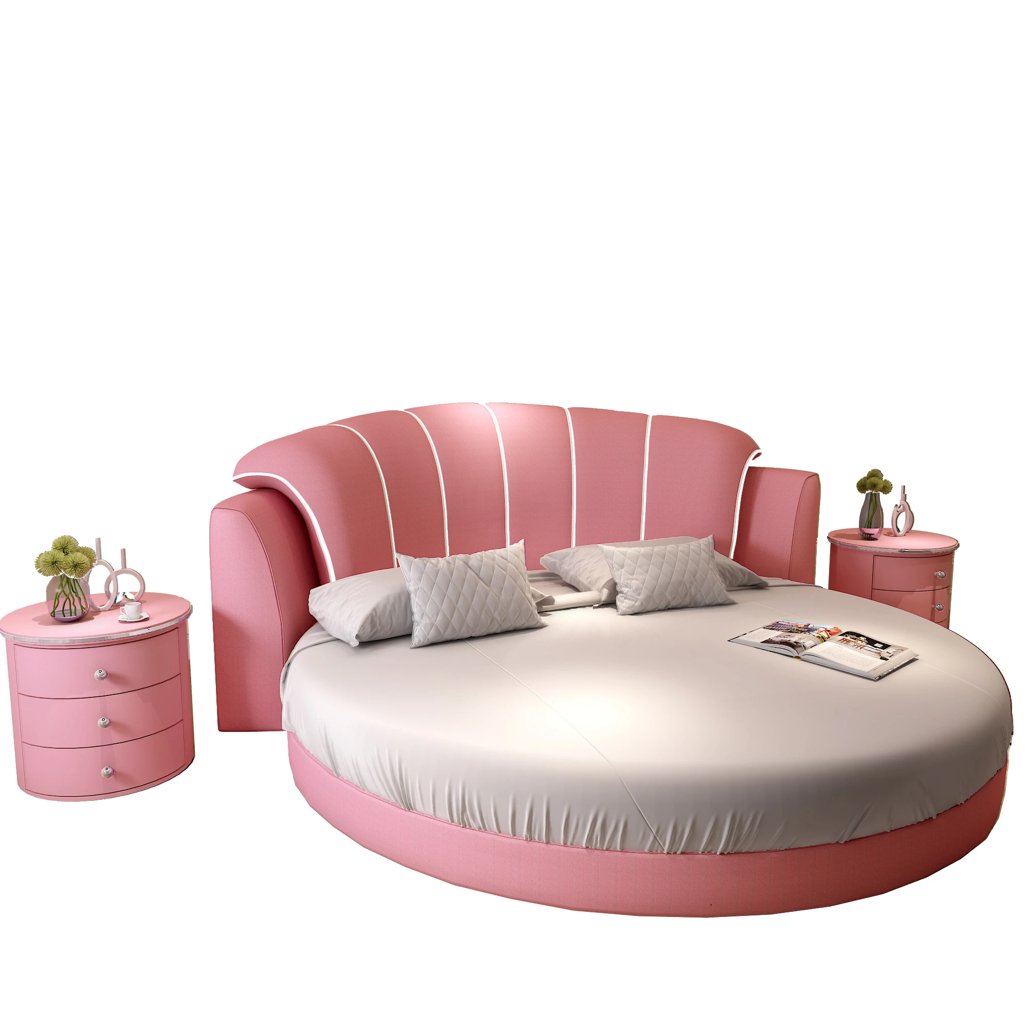 Cama de dormitorio moderna cama de princesa de color rosa|Sets de ...