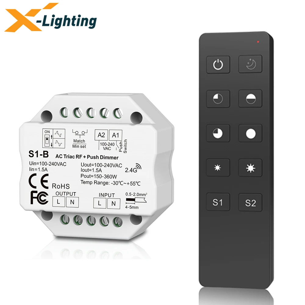 LED Dimmer Switch 220V 230V 110V AC Triac RF Wireless 2.4G Remote ...