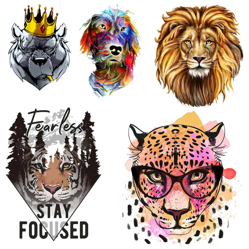 Tiger Heat Vinyl Transfer For Clothing Animals Lion Thermal Stickers ...