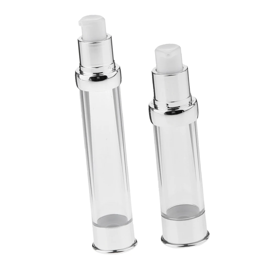 Set Of 2 Airless Pump Bottle Empty Refillable Vacuum Pump Make Up ...