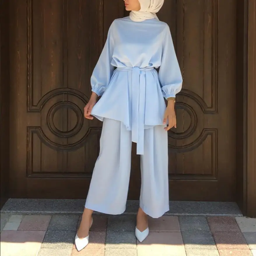 Eid Mubarek Two-pieces Muslim Sets Abaya Turkey Hijab Dress Caftan Kaftans Islam Clothing Abayas ...