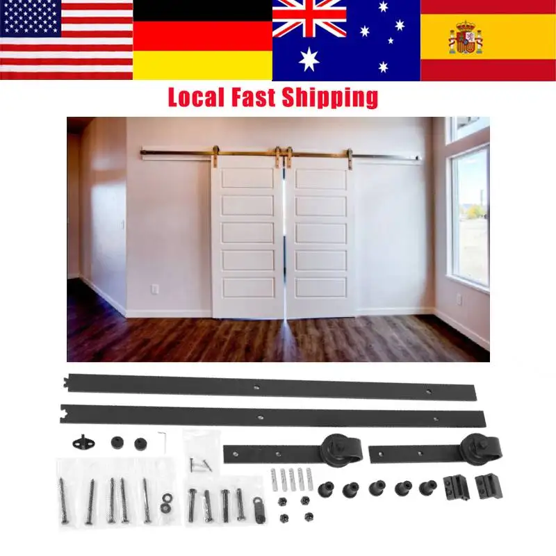 1 Set Carbon Steel Sliding Door Hanging Rail Wood Door Slide Rail ...