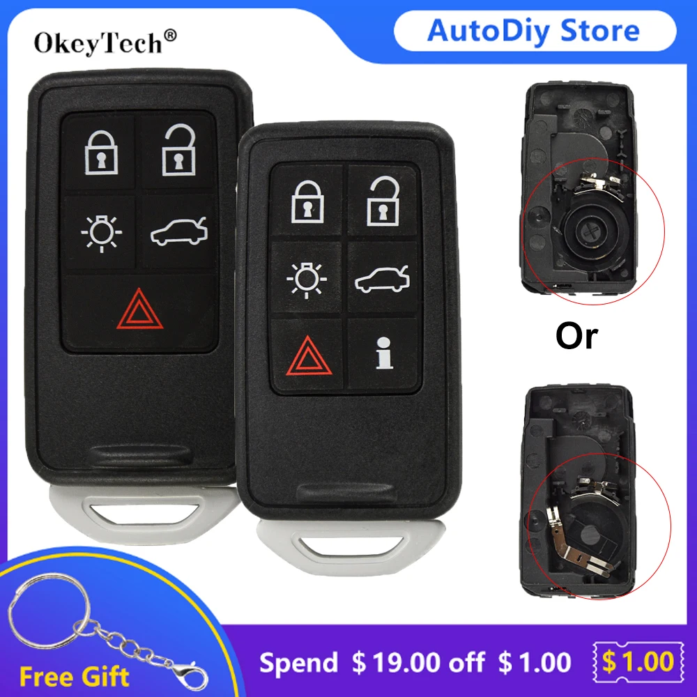 Okeytech-5-6-Buttons-Smart-Remote-Control-Key-Shell-Case-Fob-For-Volvo ...