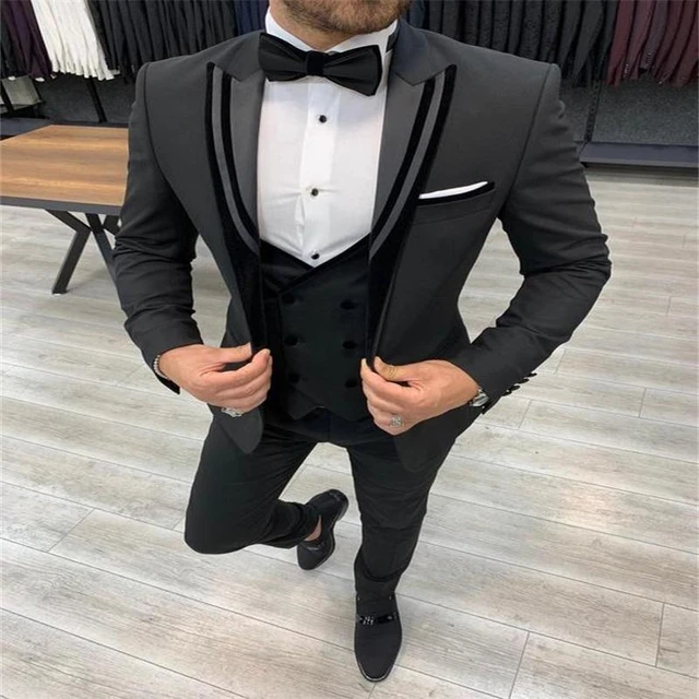 Modern Groom Suits Black