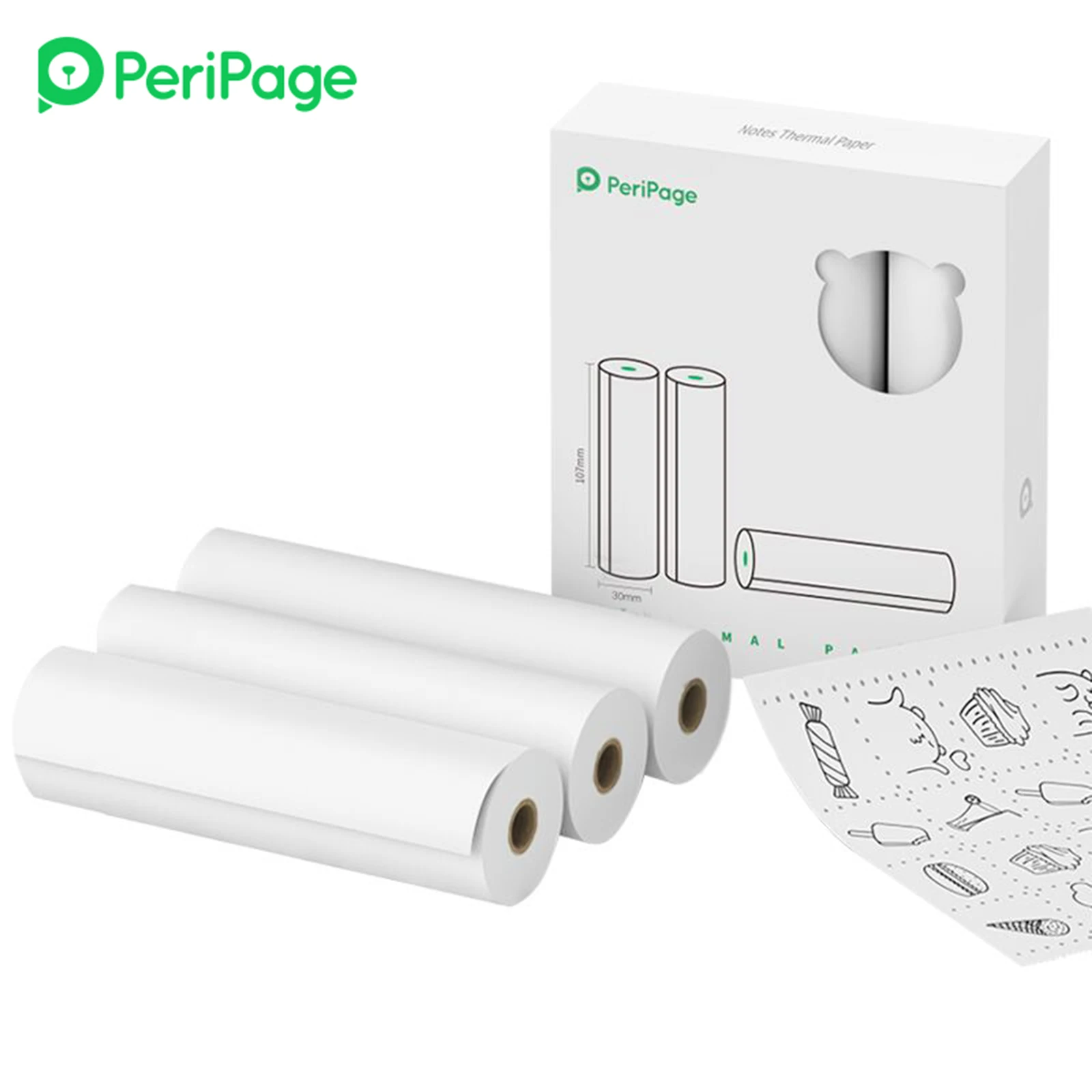 PeriPage-3-Rolls-107x30mm-Printable-Sticker-BPA-Free-Self-Adhesive ...