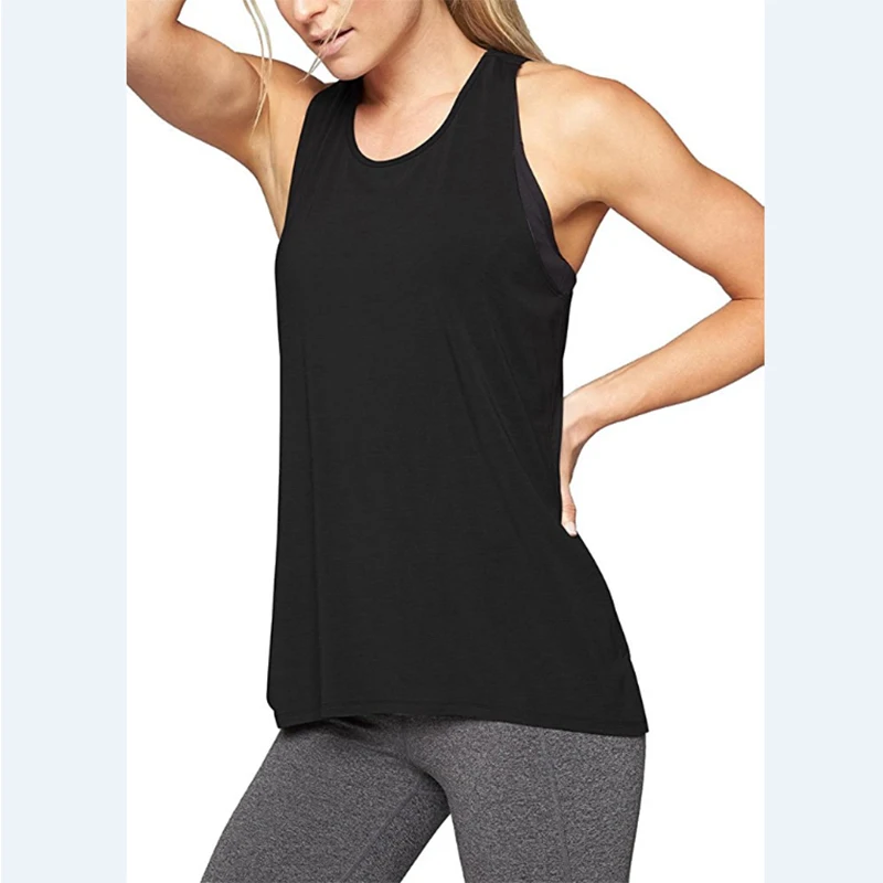 Gym-Top-Black-Sleeveless-Yoga-Top-Gym-Women-Shirt-Fitness-T-Shirts-Dry ...