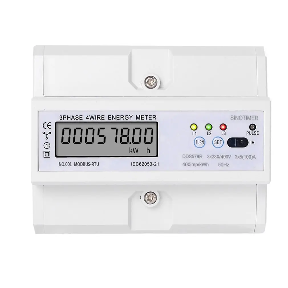 SINOTIMER RS485 Modbus Rtu din-рейка 3 фазы 4 провода ЖК-цифровой ...