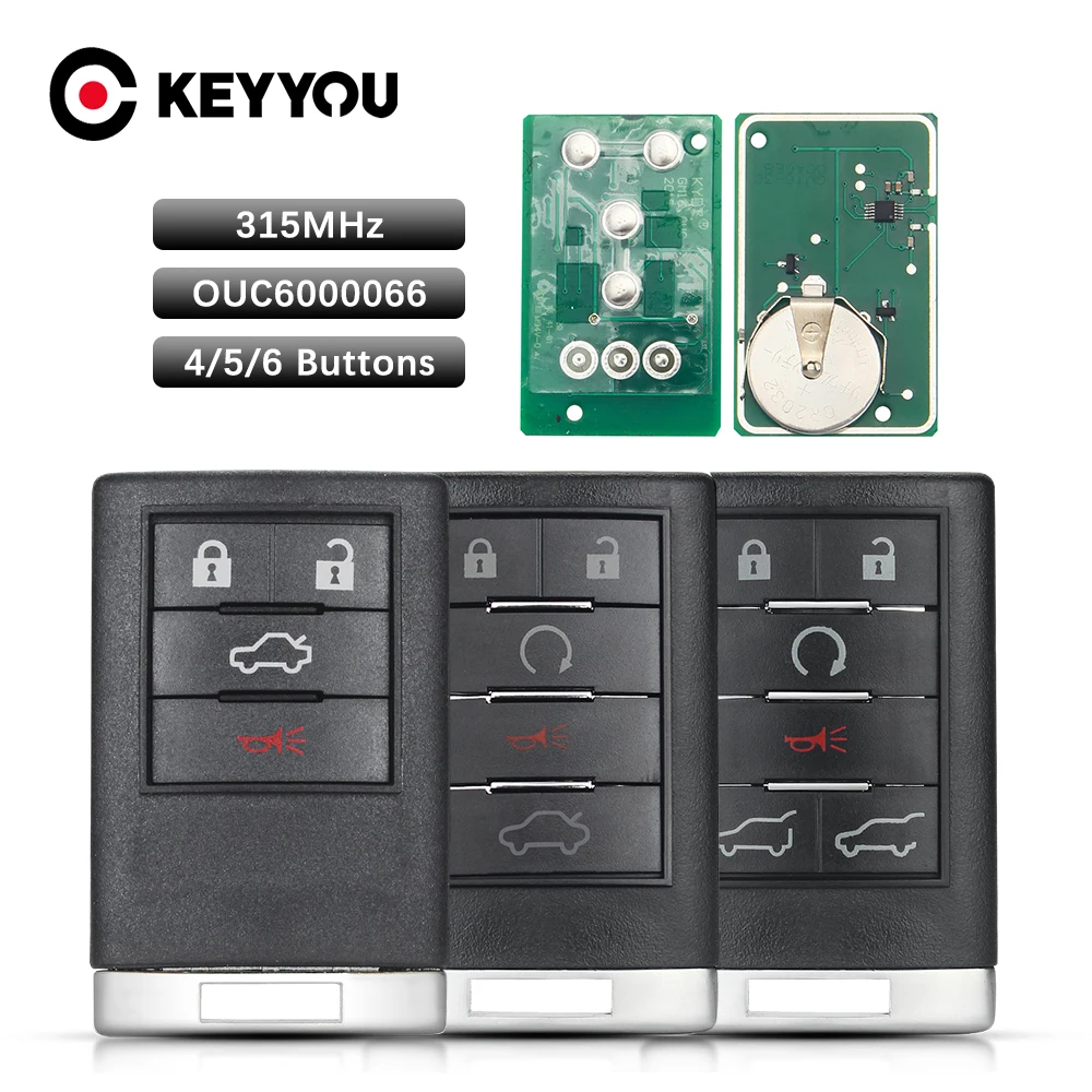 KEYYOU 6 Buttons Replacement Car Suv Key For Cadillac Escalade ESV EXT ...