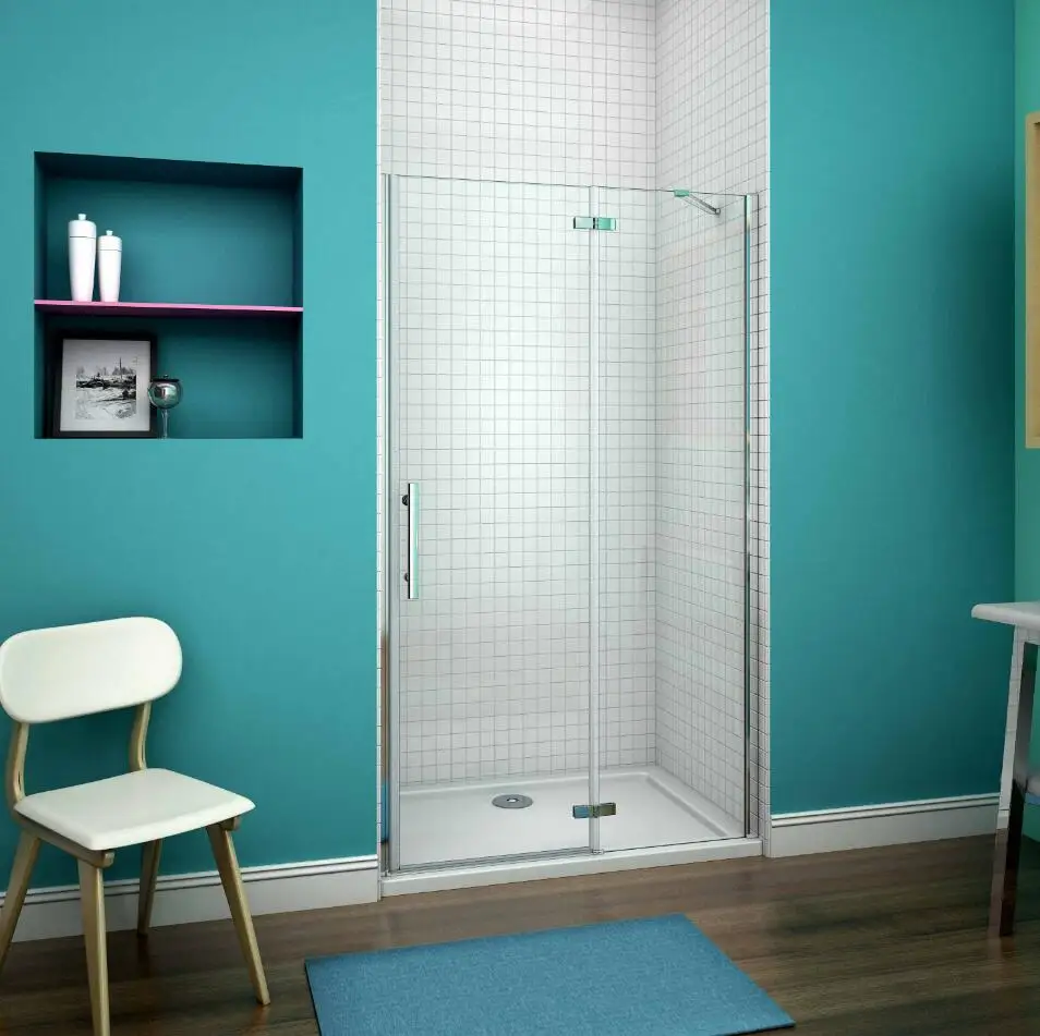 190cm-Front-Shower-Screens-Partial-Flip-Door-1-Fixed-Glass-Tempered ...