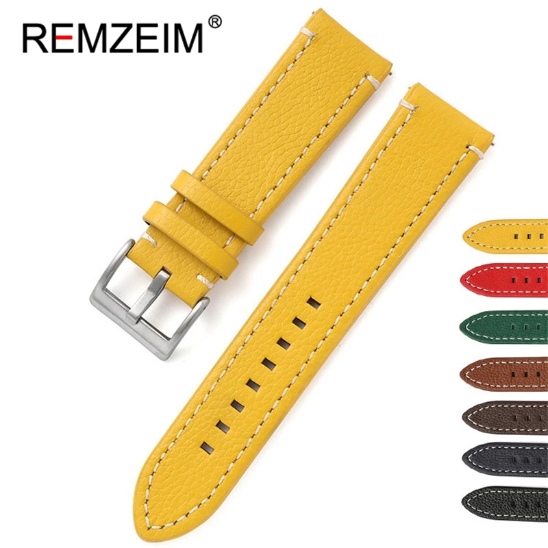 Double-sided-Leather-18mm-20mm-22mm-24mm-Watchband-Quick-Release-Watch ...
