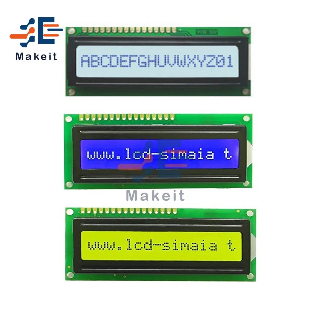1601-LCD-Display-Module-Yellow-Blue-White-LED-Backlight-5V-16X1 ...