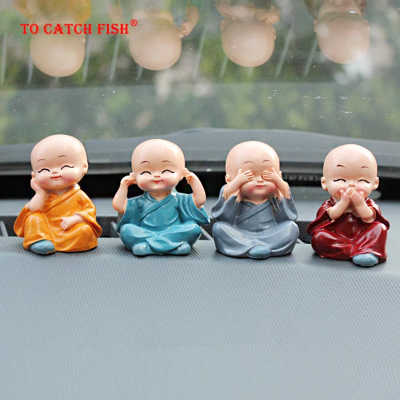 Home & Living Monk Buddha 4pcs Monk Doll Ornament Set Kung Fu Cartoon ...