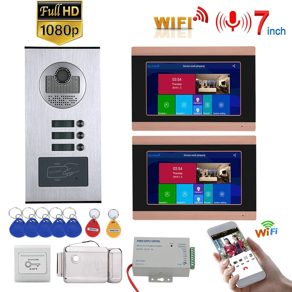 7inch Record Bedrade Wifi Video Intercom 2 Appartementen Deurintercom ...