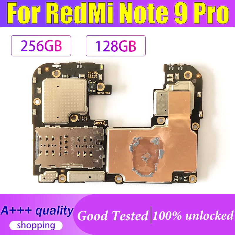 Placa mãe original para xiaomi redmi, redmi note 9 pro, 128gb, 256gb ...