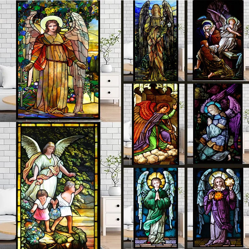 Custom-Made-Window-Film-Stained-Glass-Sticker-Multicolor-Angels-Picture ...