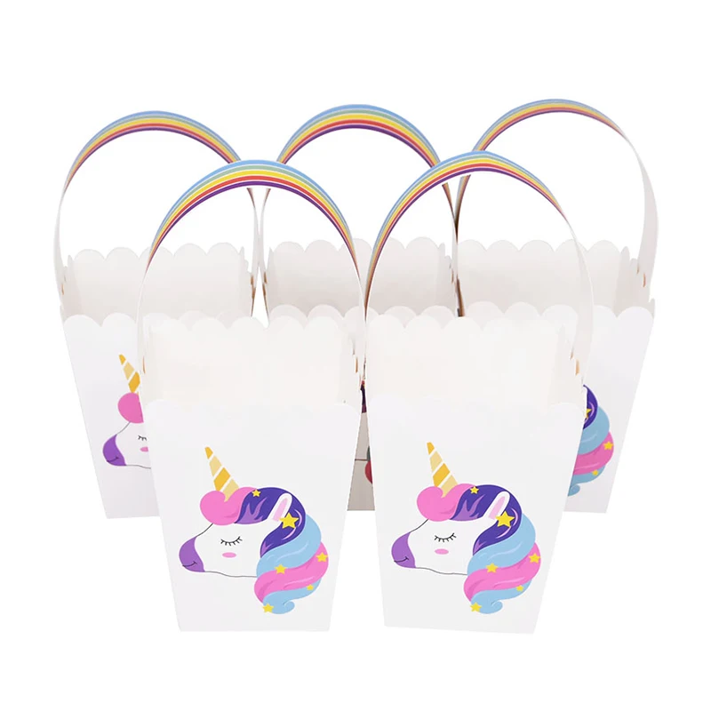 Unicorn Theme Paper Gift Box Candy Cookie Bags Packaging Popcorn Box ...