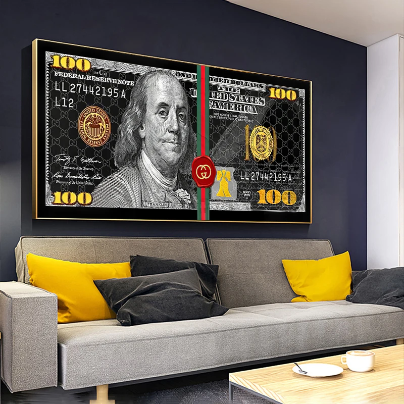 Vintage-100-Dollar-Money-Canvas-Art-Portrait-Painting-Prints-Modern ...