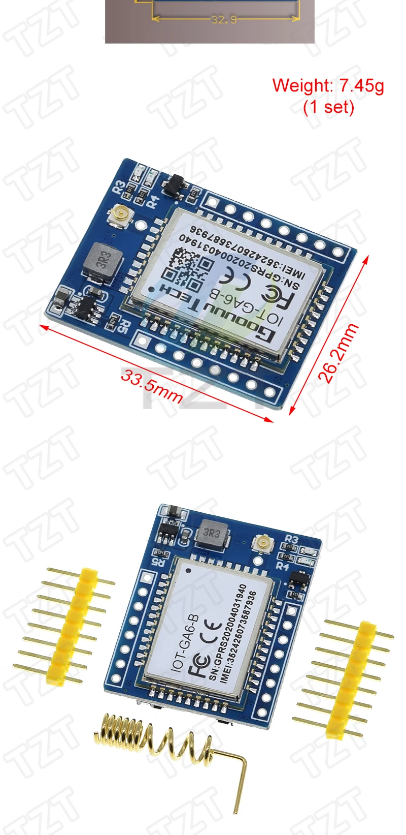 TZT Mini A6 GA6 GPRS GSM Kit Wireless Extension Module Board Antenna ...