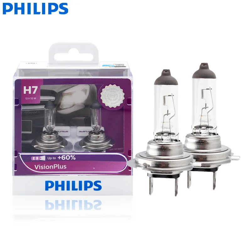 Philips h7 vision plus lâmpada automotiva de halogênio, 12v, 55w, px26d ...