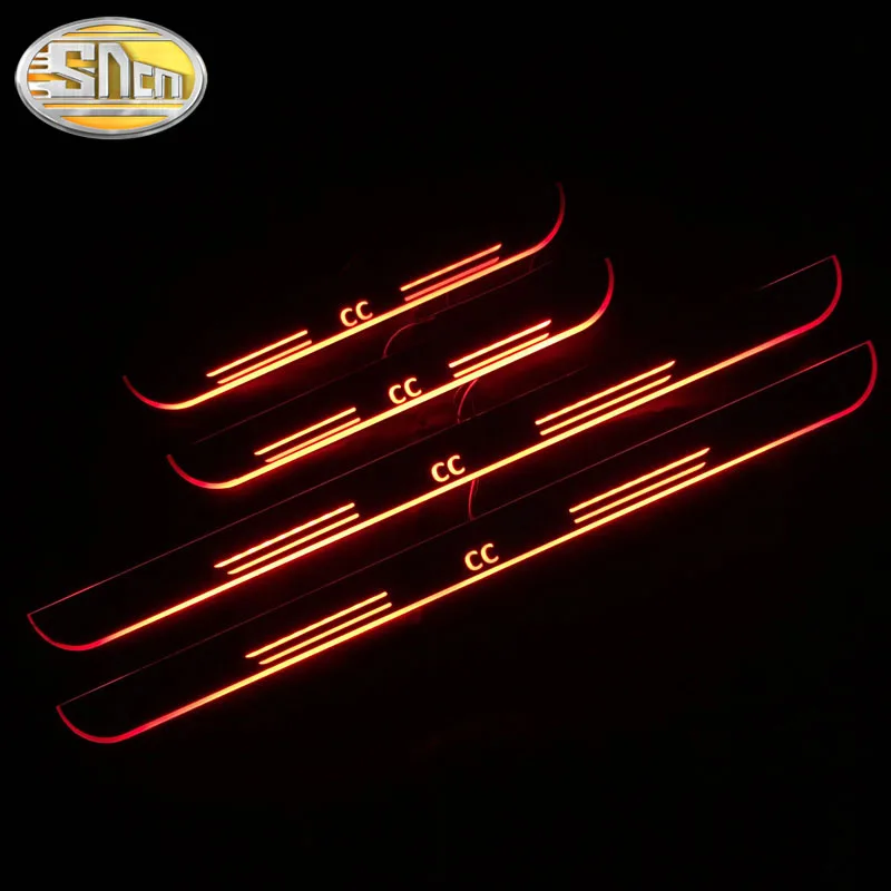 자동차 스티커 아크릴 이동 Led 웰컴 페달 스커프 플레이트 페달 도어 씰 경로 조명 폭스 바겐 파사트 Cc 2009 2021