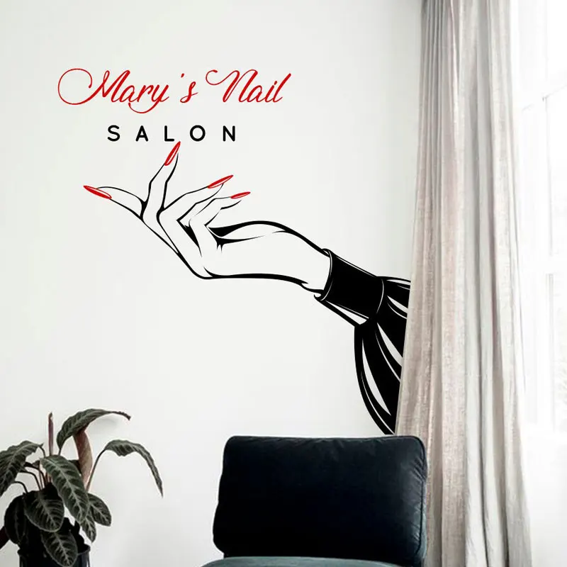 Fashion Custom Shop Name Beauty Nail Salon Wall Sticker Vinyl Interior ...