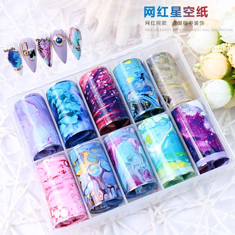 10 디자인박스 네일 포일 유니콘 패턴 전송 장식 Diy 손톱 홀로그램 아트 스티커 데칼 손톱 액세서리스티커 And 디캘즈