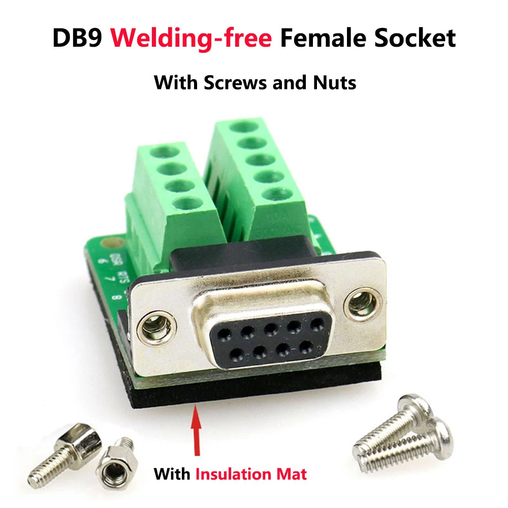 Db9 Welding-free Female Socket Rs232 9 Pin Serial Port Connector Rs485 ...
