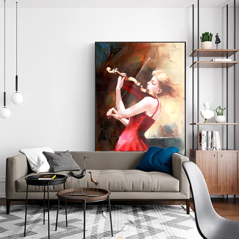 Girl Playing The Violin and Dance Art Paintings Printed on Canvas ...