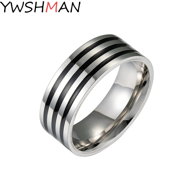 Simple-fashion-men-s-black-ring-stainless-steel-classic-three-black ...