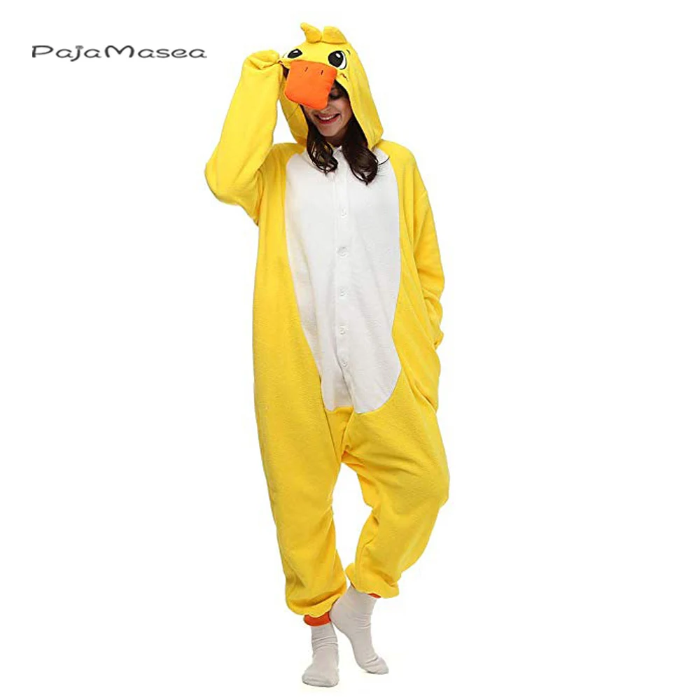 PAJAMASEA Cute Animal Yellow Duck Cosplay Onesies For Adult Jumpsuit ...
