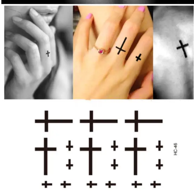 Plain Cross Tattoo Finger