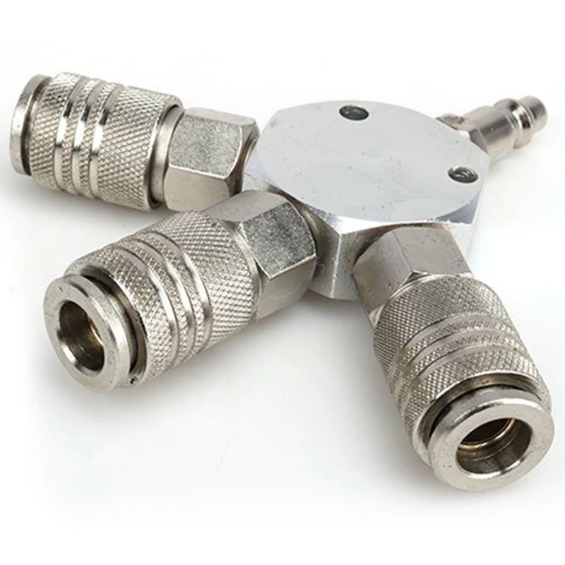3-WAY Quick Coupler 1/4 inch NPT Quick Connector Air Hose Coupling ...