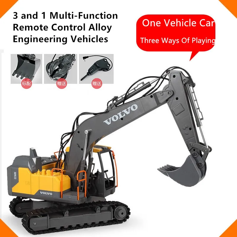 1:16 Alloy Excavator Children's educational toys With 3 in 1 Function ...