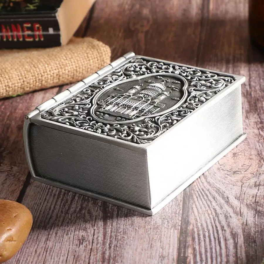 Стильный винтажный металлический резной ящик для хранения ювелирных изделий подарочный футляр с